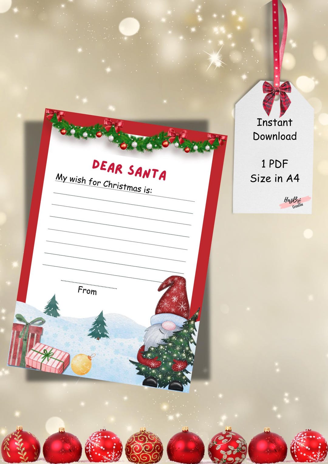 Kids Letter to Santa,christmas Printable,wish List to Santa, Wish List ...