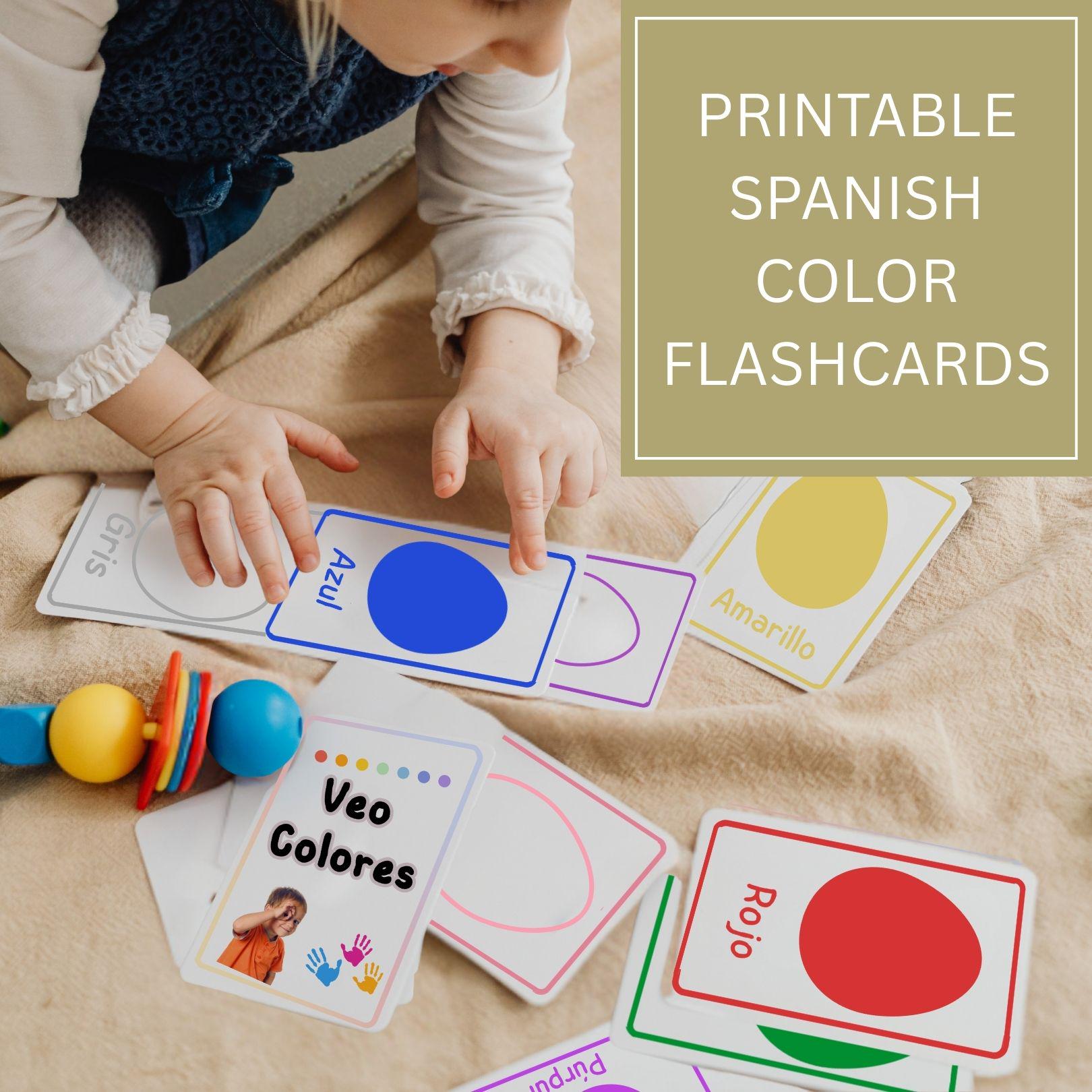 Spanish Color Flashcards for Kids | Printable Learning Cards (digital ...