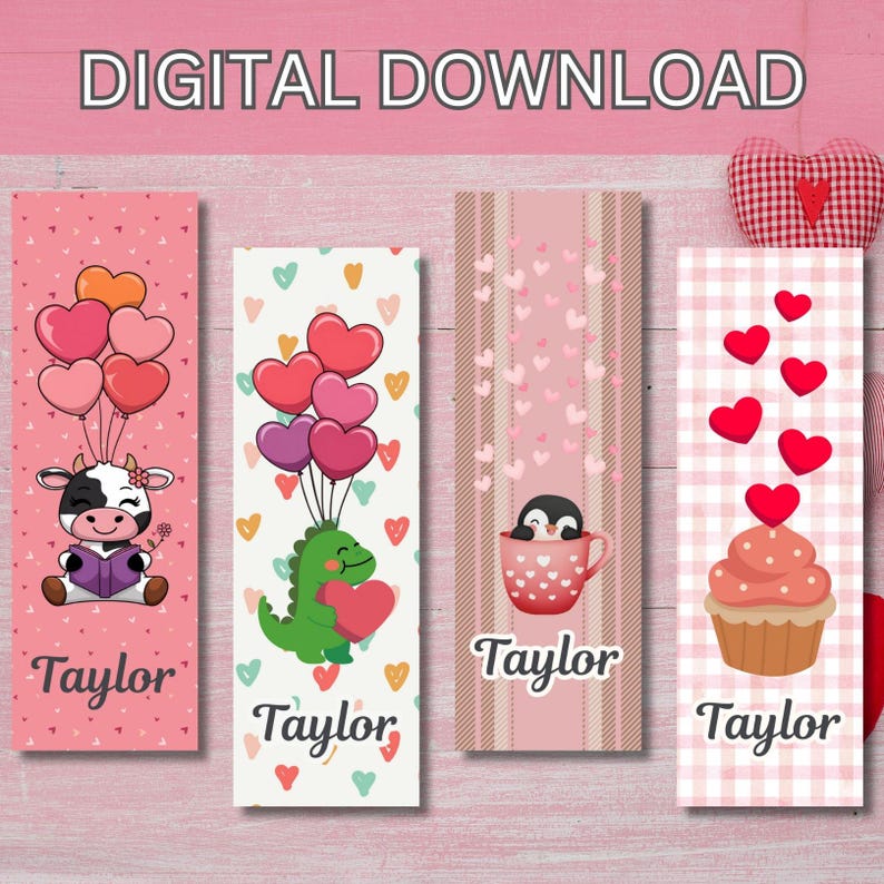 Editable Valentine’s Day Bookmarks | 8 Colorful Illustrated Printable ...