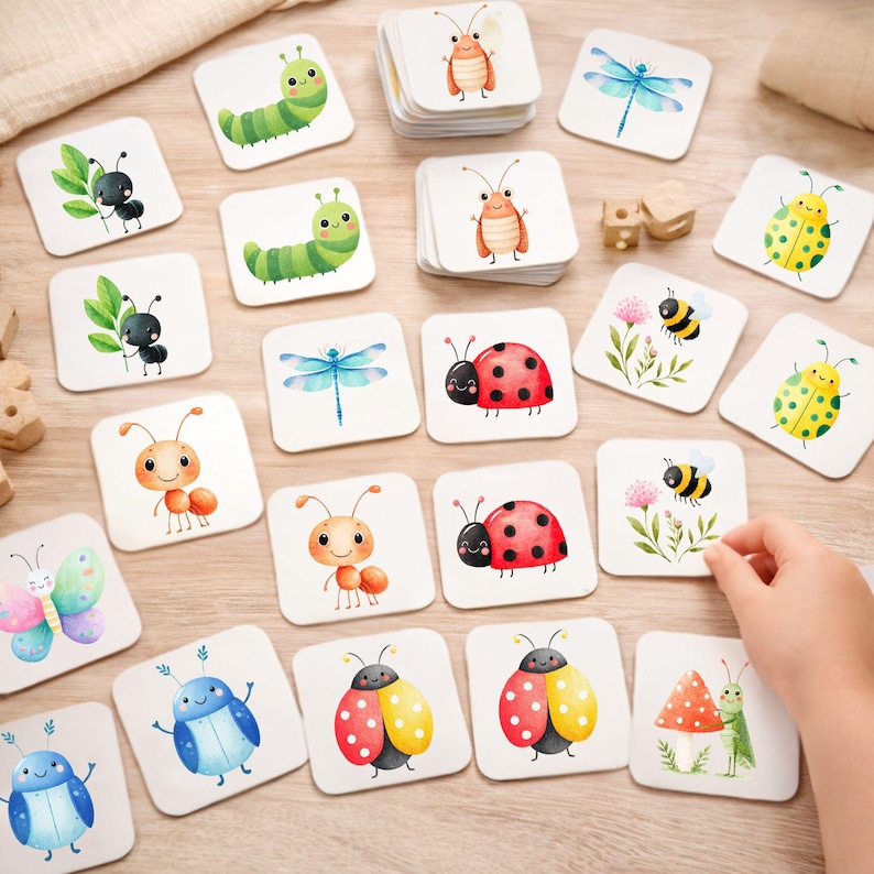 Spring Insects Memory Game | Watercolor Insects Cards (digital Download ...