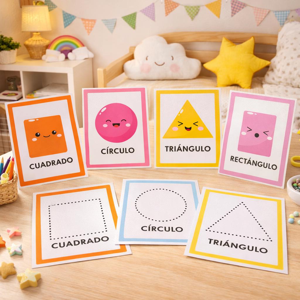 Spanish Geometric Shapes Flashcards | Learn & Trace Cards | Figuras ...