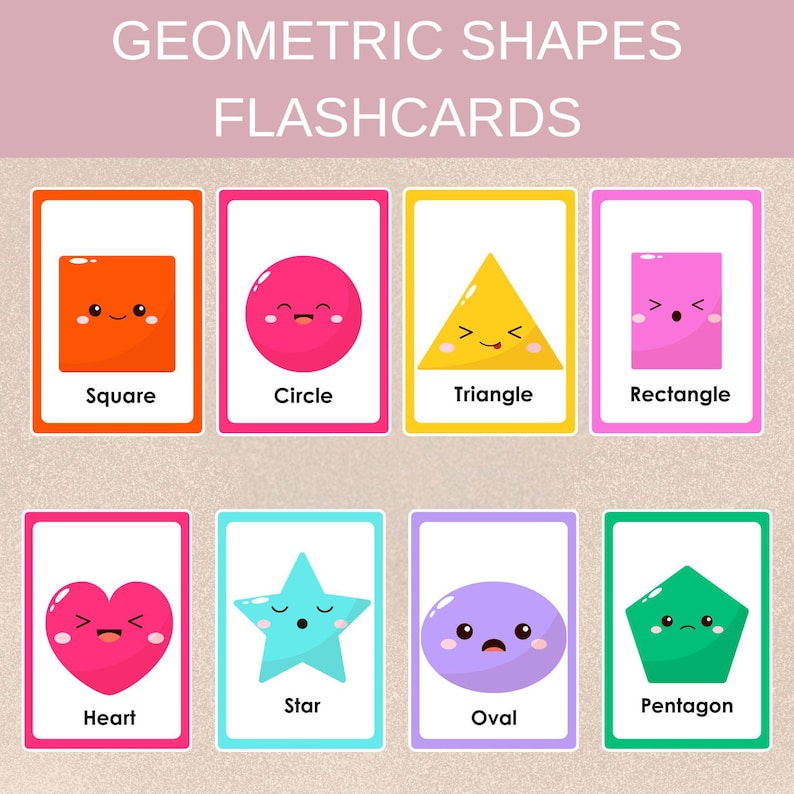 Geometric Shapes Flashcards for Kids | Learn & Trace Printable ...
