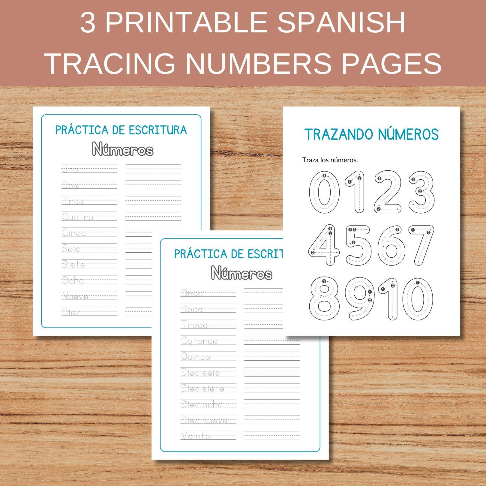 Printable Spanish Numbers Tracing and Coloring Worksheets (instant ...