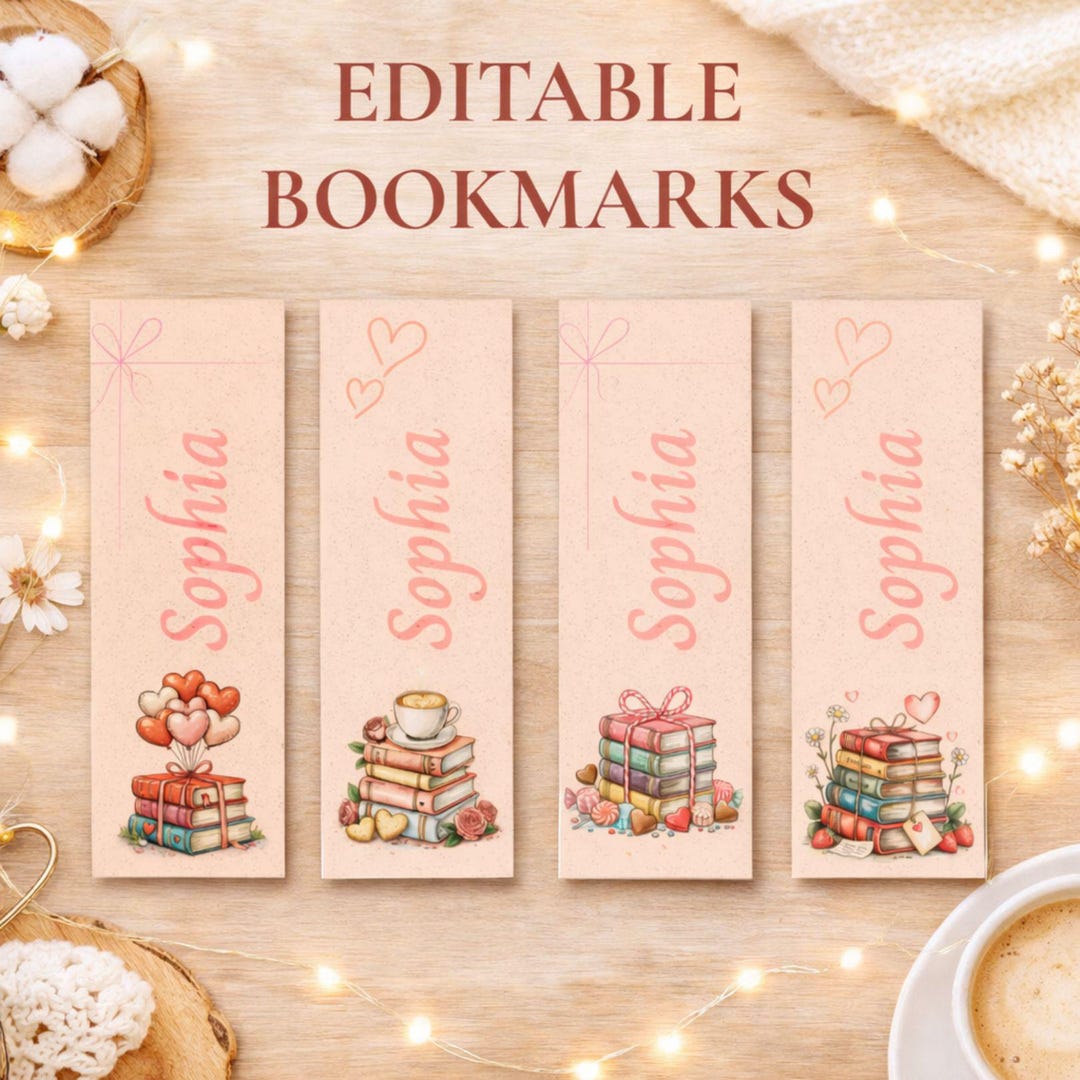 Editable Watercolor Bookmarks | Book Lovers Gifts | Printable Templates ...