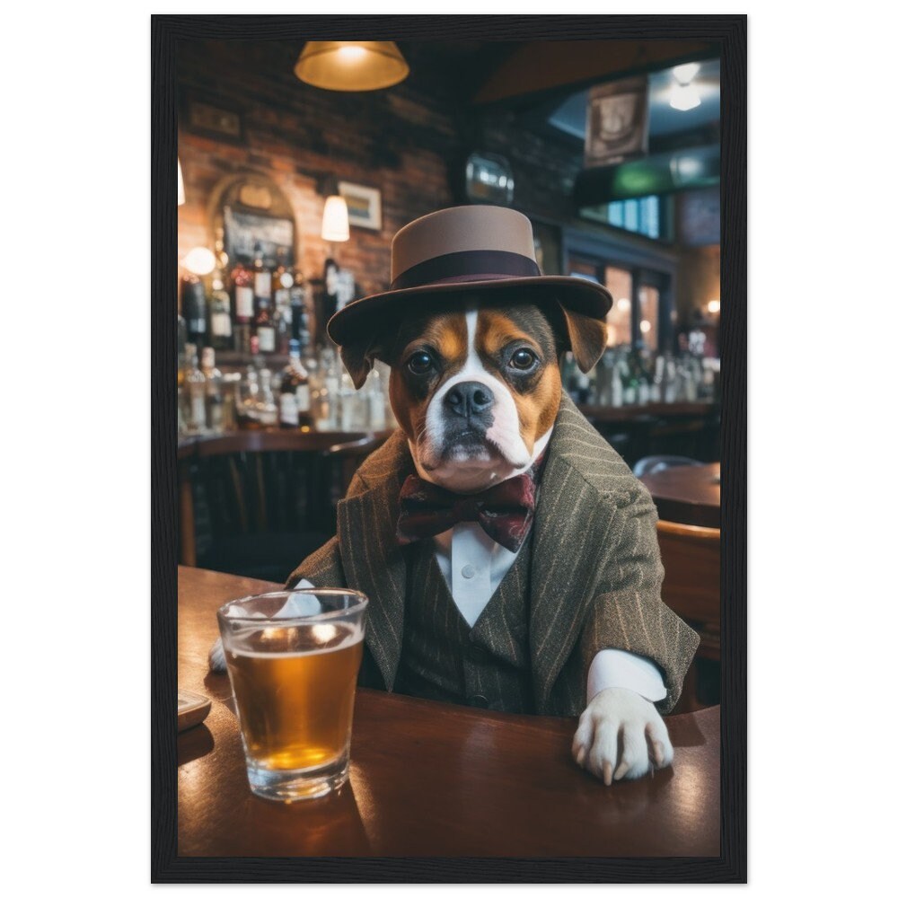Dog Drinks Beer | Beer Poster | Animal Drinks Alcohol | Bar Art Decor ...