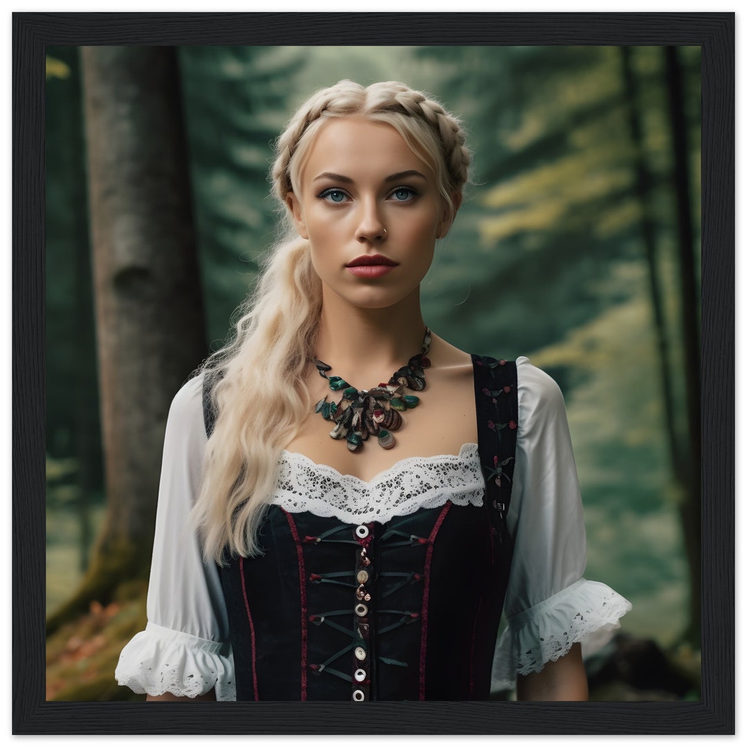 Dirndl Poster for the Living Room With Wooden Frame | Bavarian Retro ...