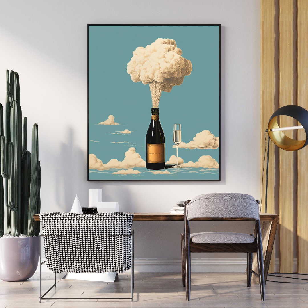 French Champagne Poster | Bar Art Print | Wine Prints | Kitchens ...