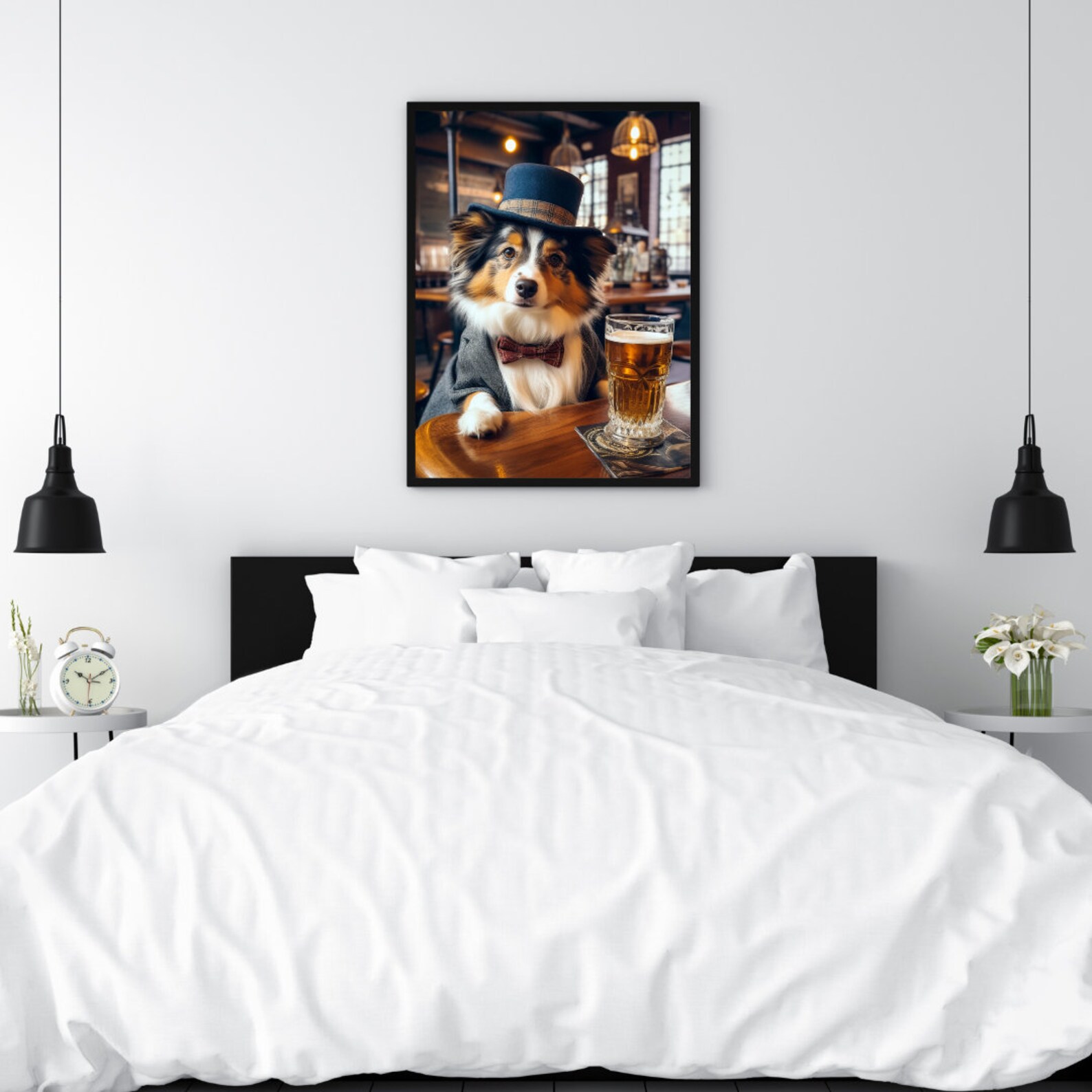 Dog Drinks Beer | Beer Poster | Animal Drinks Alcohol | Bar Art Decor ...