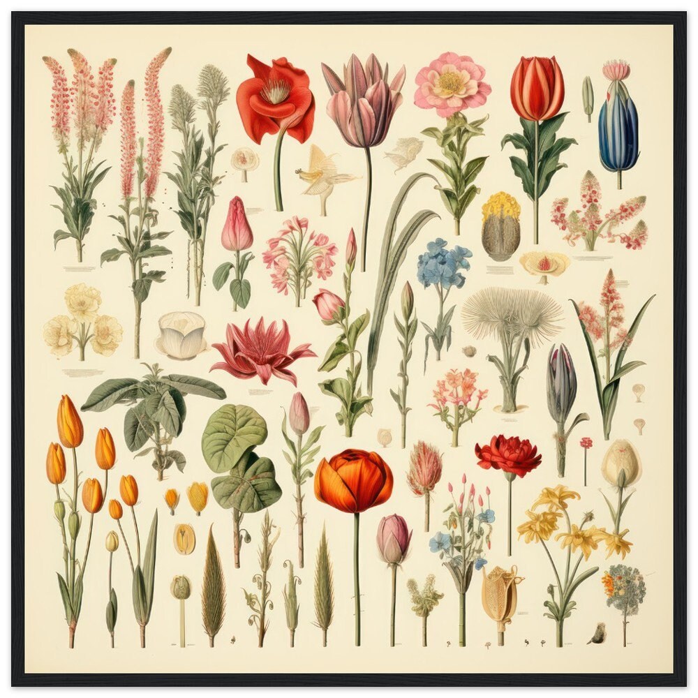Vintage Flower Poster | Florale Illustration | Antike Blumen Sammlung ...