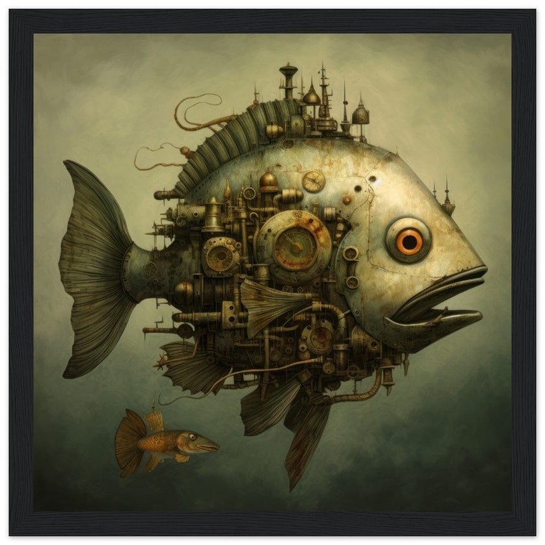 Fisch Poster | Steampunk Fish Art | Vintage Fish Print | Kitchen Poster ...
