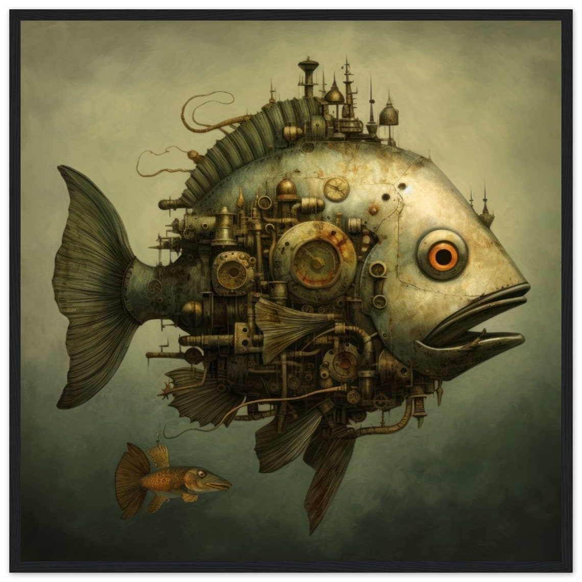 Fisch Poster | Steampunk Fish Art | Vintage Fish Print | Kitchen Poster ...