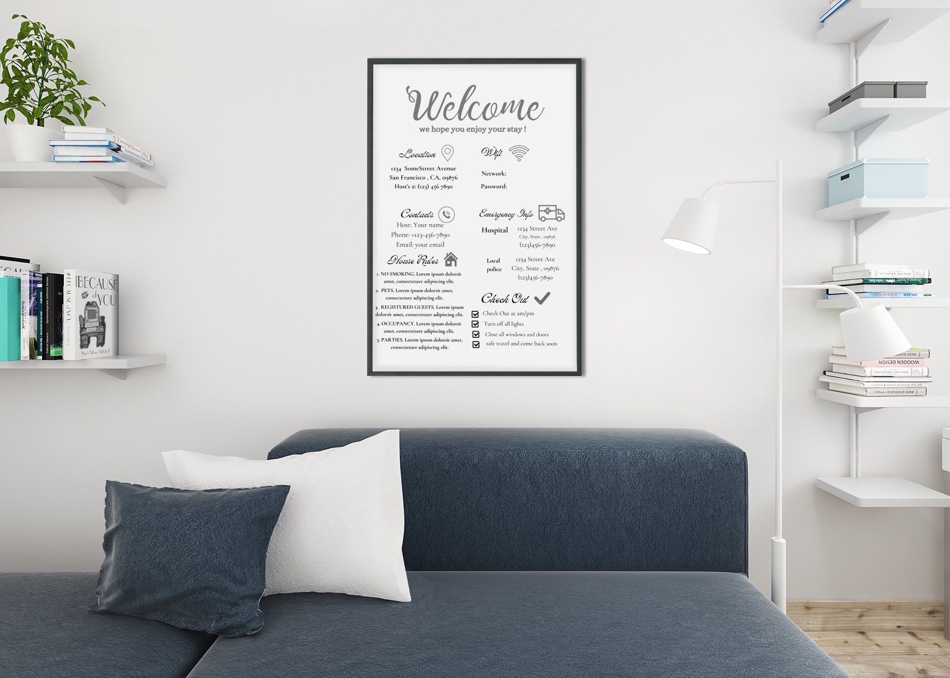 Airbnb Welcome Sign Guide , Welcome Sign for Airbnb Hosts , Editable ...