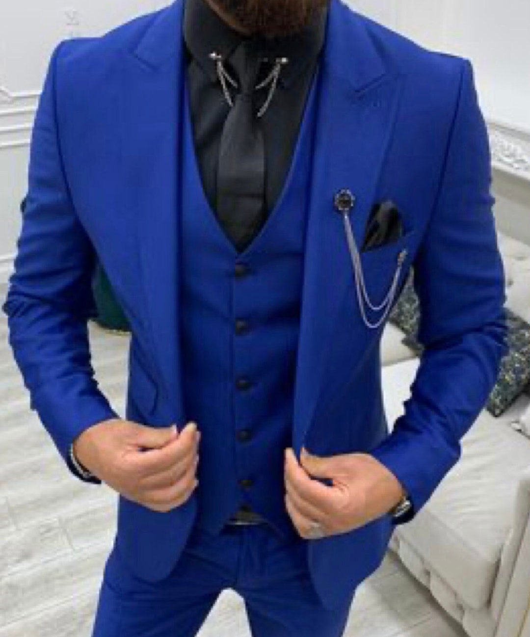 Men Suits, 3 Piece Suits Wedding Suits. Royal Blue Grooms Wear Suits ...