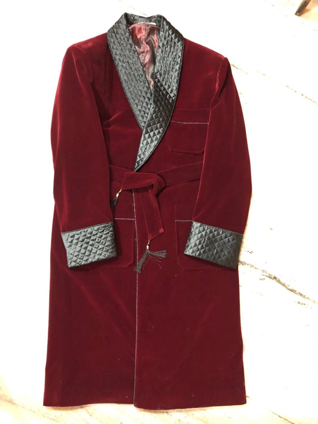 New Burgundy Robe Smocking Long Jacket Dinner Robe Evening - Etsy