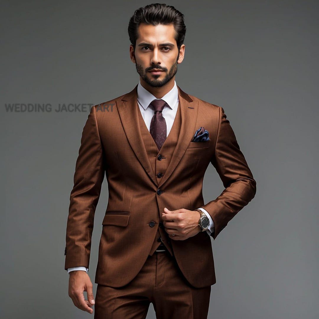 Men's Rust Wedding Suit: 3-piece Tuxedo, Prom Party Dinner Coat - Etsy