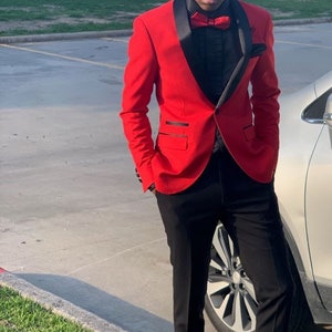 Men Red Wedding 2 Piece Suit New Arrival Grooms Wear Suits 1 Button ...