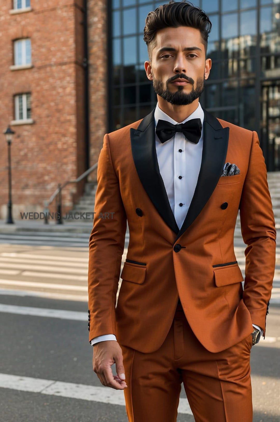 Men's Rust Orange Tuxedo Suit: Wedding Party Dinner Coat - Etsy