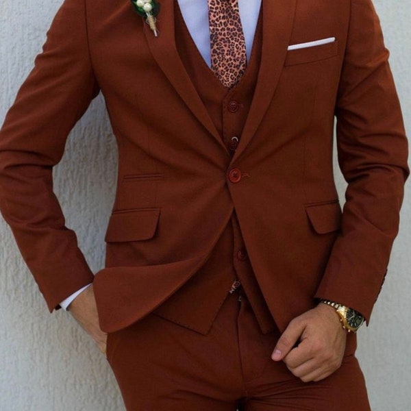 Rust Wedding Suit - Etsy