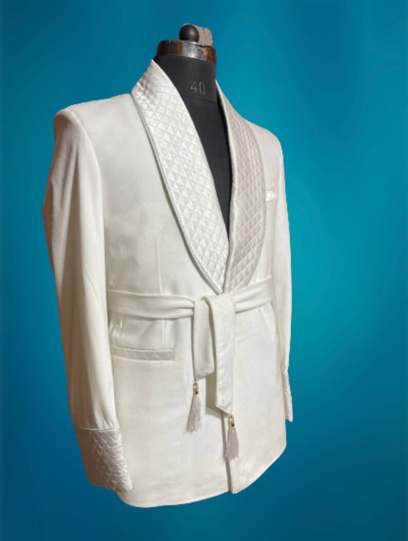 Men White Smocking Jacket Evening Wear Jacket Double Breast White ...