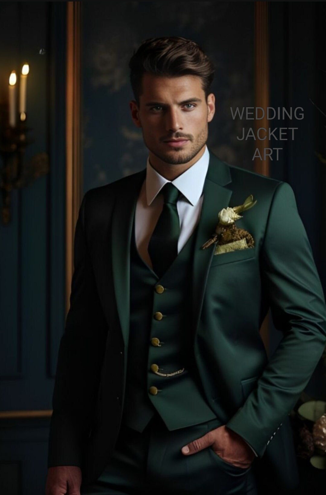 Men Green Suits, Wedding Suits, Events Wear Suits, Casual Slim Fit Suit ...
