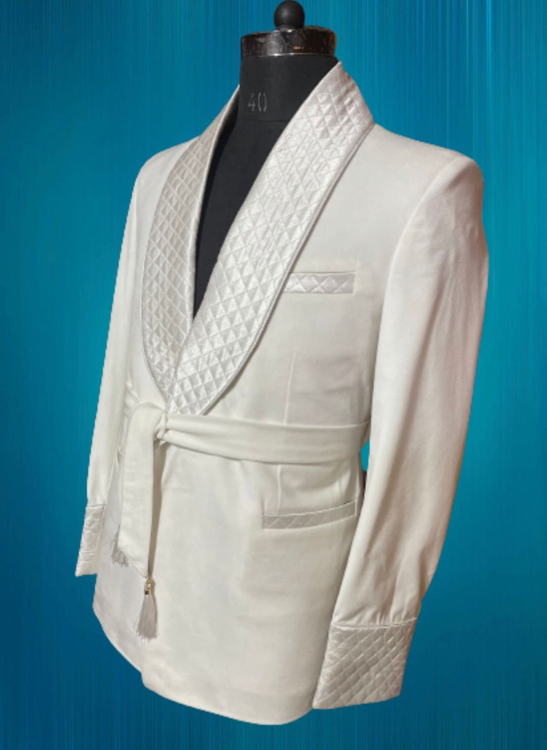 Men White Smocking Jacket Evening Wear Jacket Double Breast White ...
