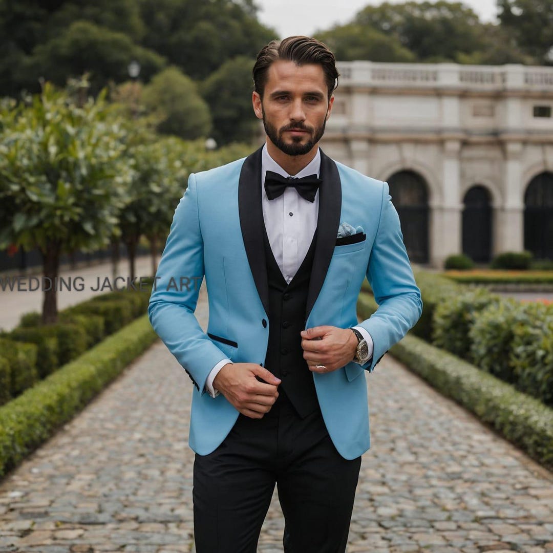 Sky Blue Tuxedo Suit: Slim Fit 3-piece Wedding Groom Attire - Etsy