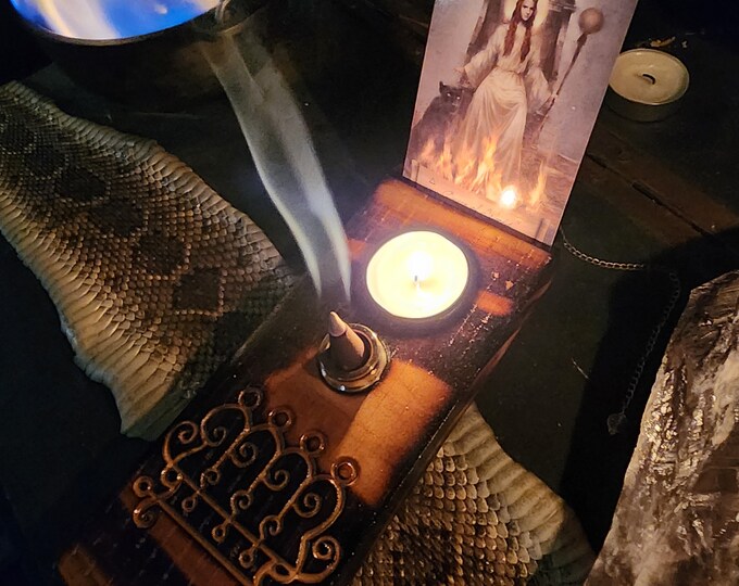 Carved King Paimon Pocket Altar, Tarot Holder, and Incense Burner ...