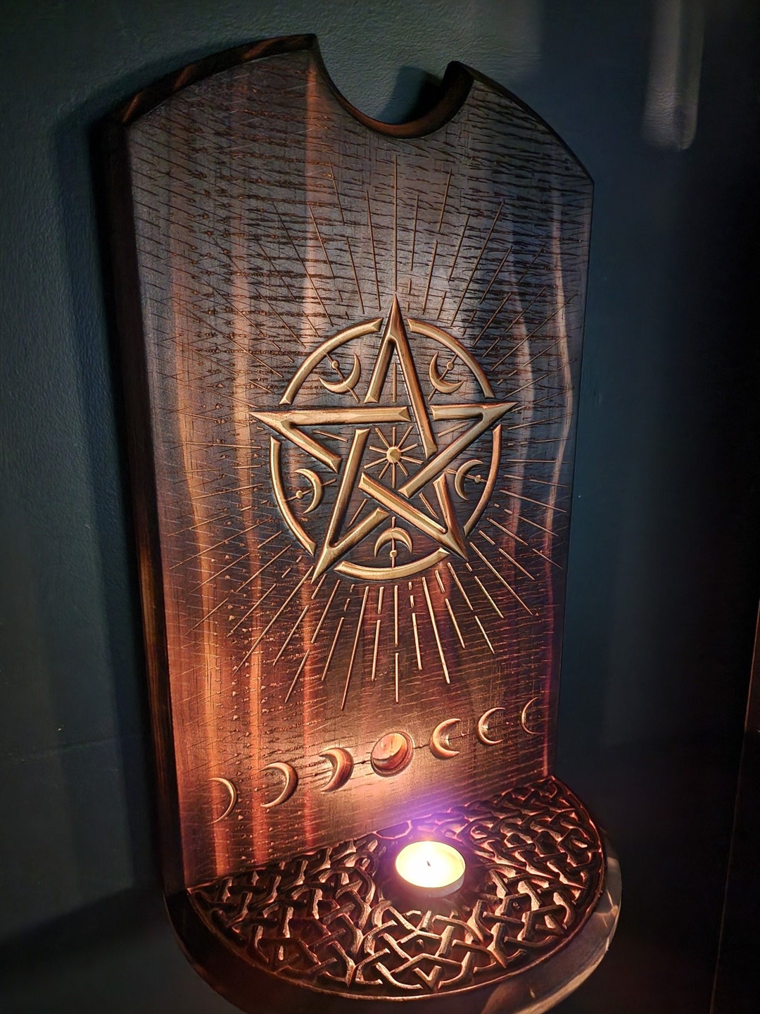 Moon Pentacle Wall Altar for Sacred Space and Offerings - Etsy