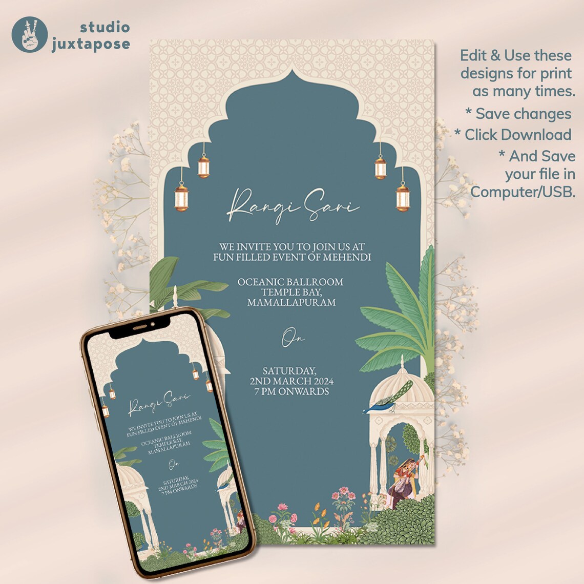 Pichwai Theme Wedding Invite Etsy