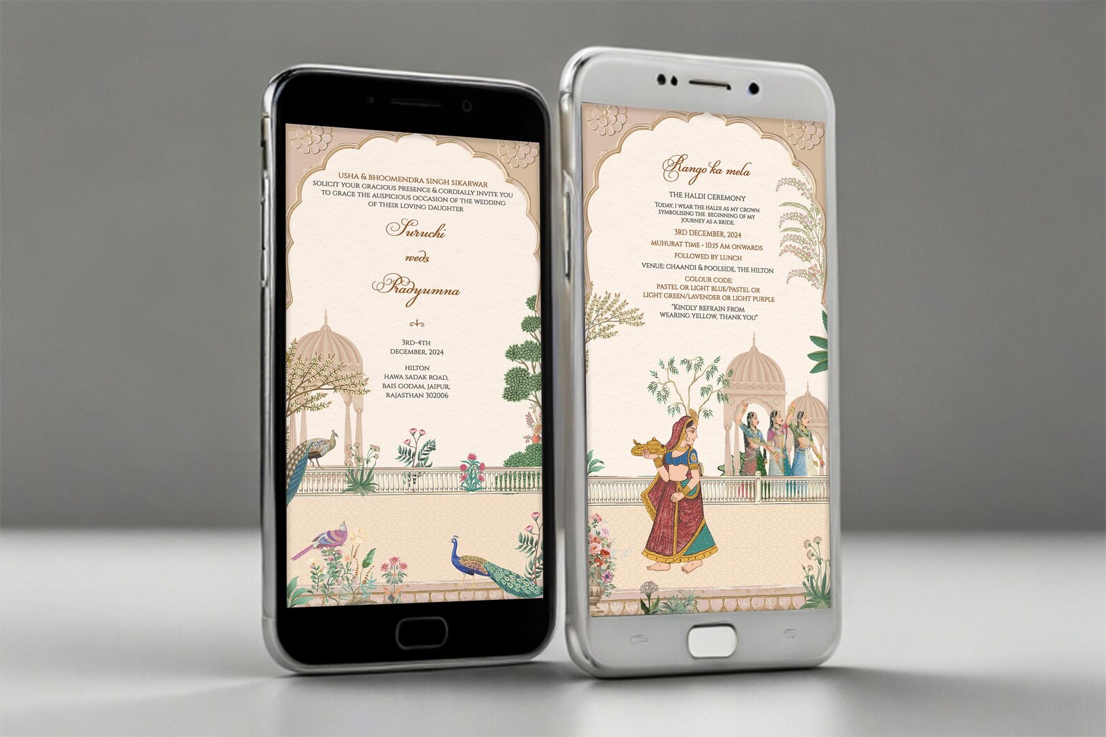 Ancient Pichwai Monochrome Invite - Etsy