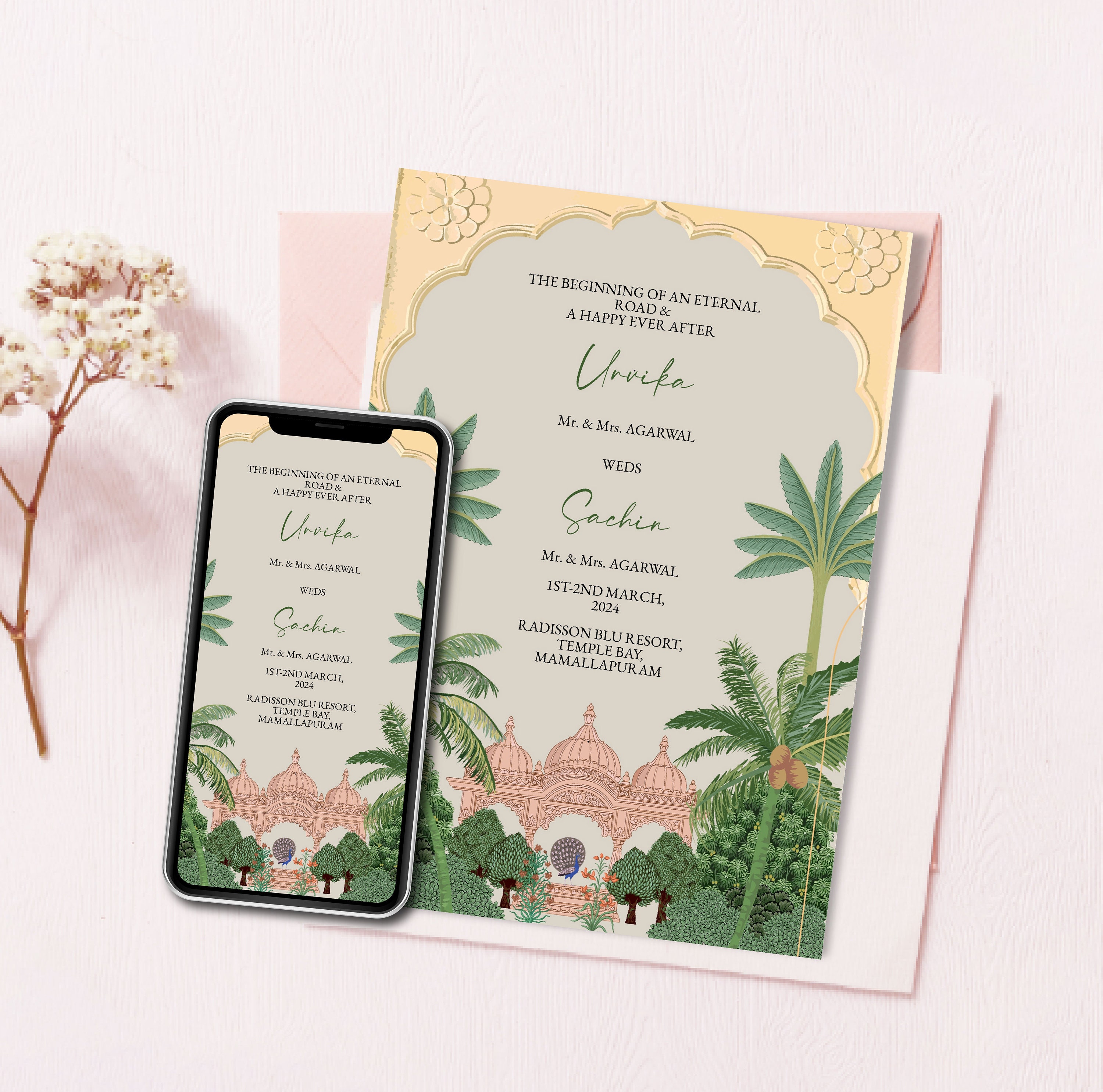 Pichwai Theme Wedding Invite - Etsy