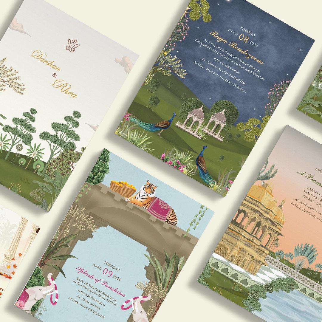 Mughal Garden Pichwai Indian Traditional Invite - Etsy