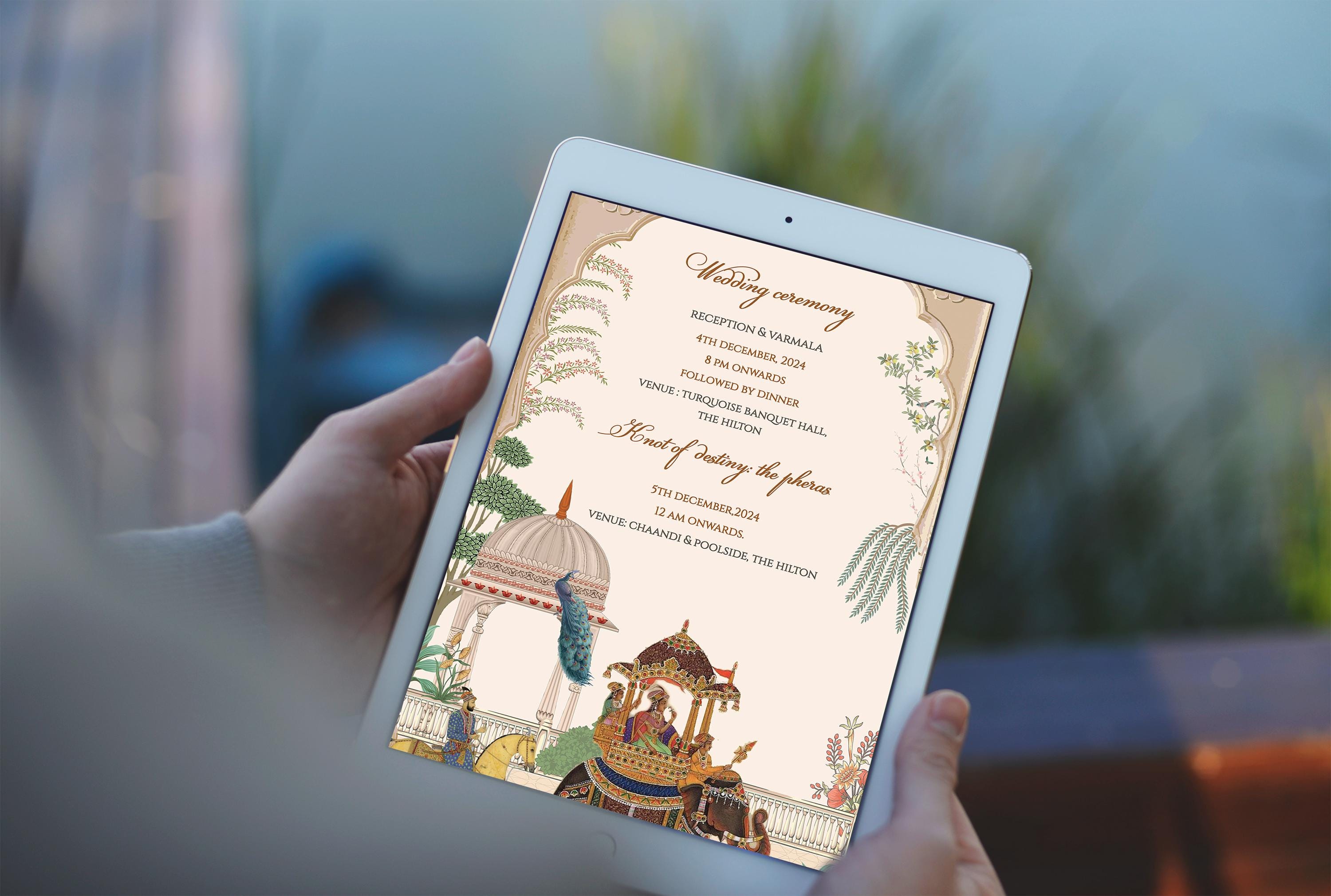 Ancient Pichwai Monochrome Invite - Etsy