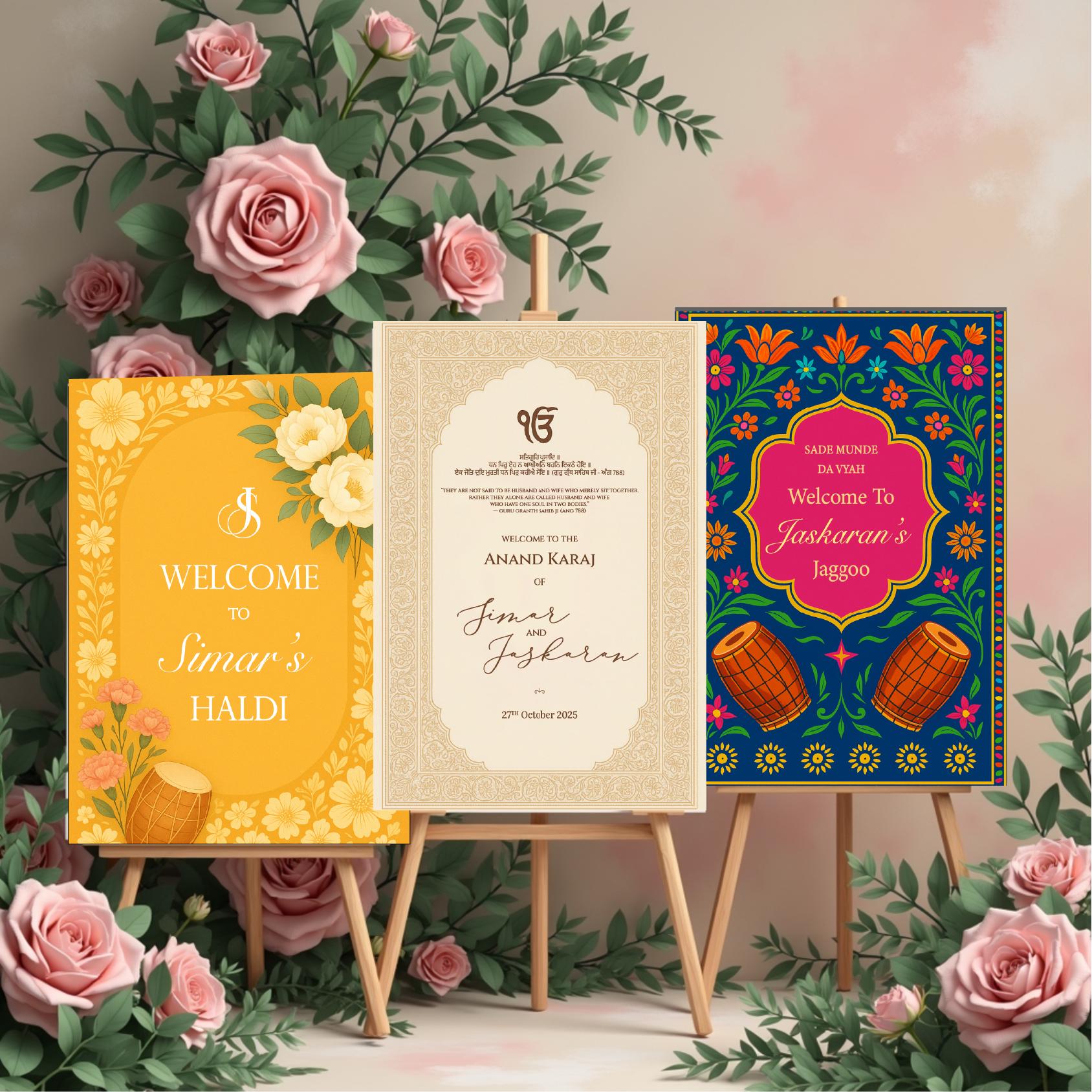 Buy Punjabi Wedding Sign Set: Haldi, Sangeet, Sikh Ceremony (digital ...