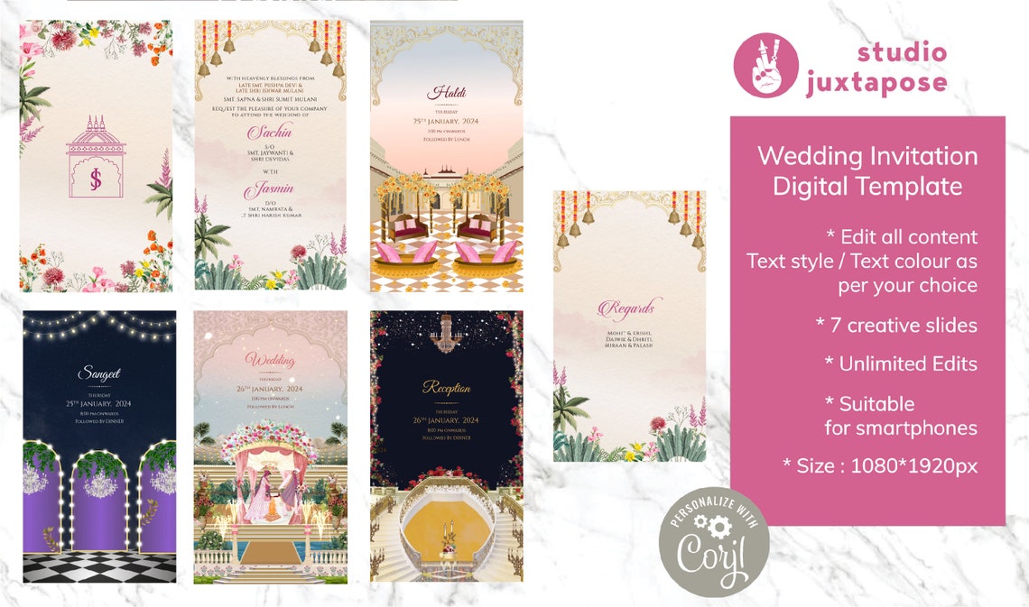 Pastel Indian Wedding Floral Theme Haldi, Reception, Phere, Sangeet ...