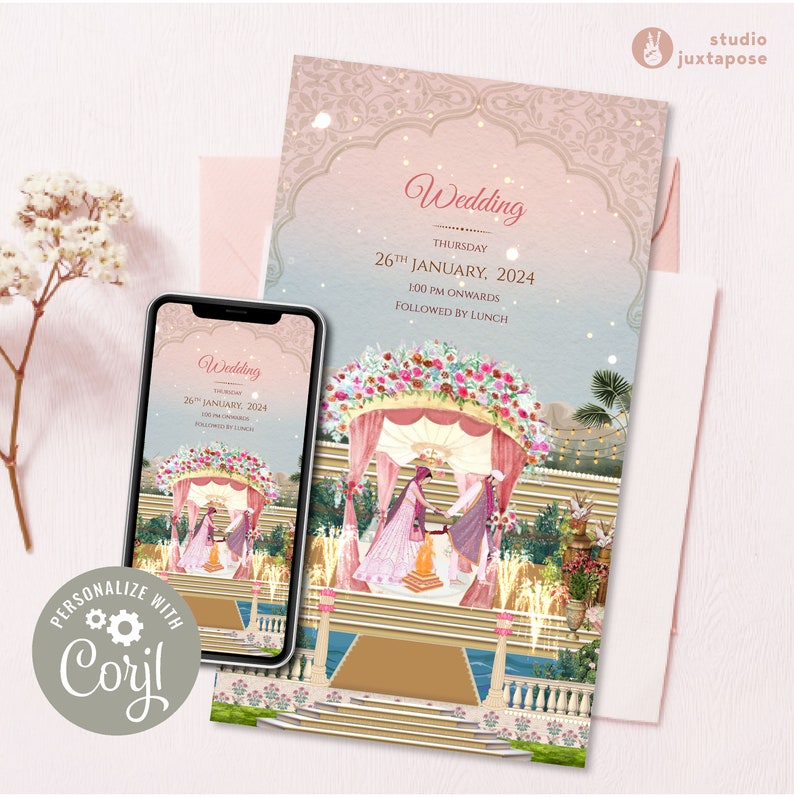 Pastel Indian Wedding Floral Theme Haldi, Reception, Phere, Sangeet ...