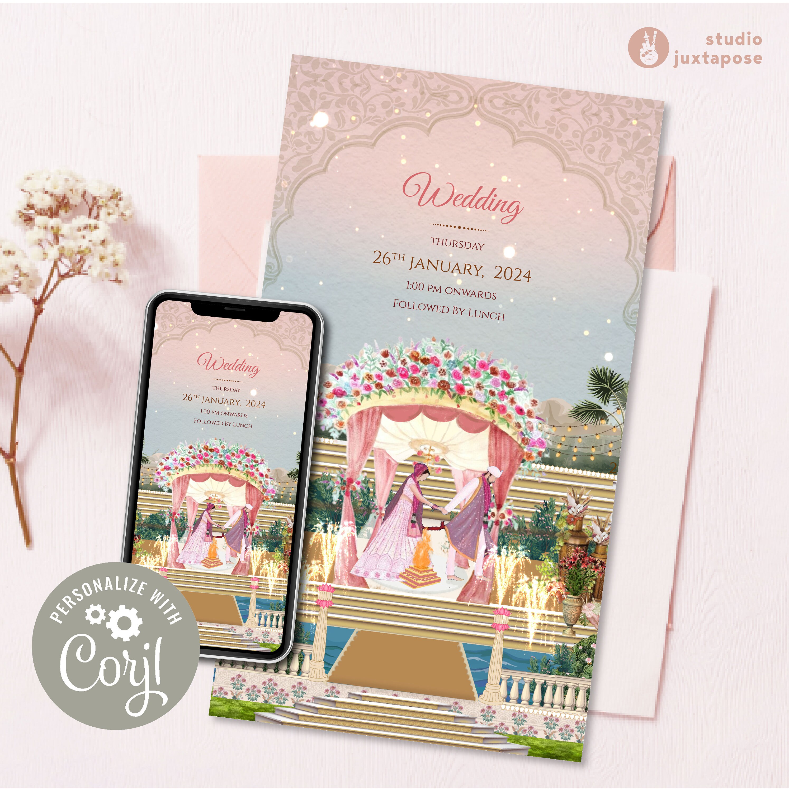 Pastel Indian Wedding Floral Theme Haldi, Reception, Phere, Sangeet ...