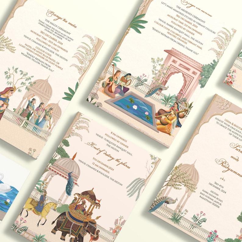 Ancient Pichwai Monochrome Invite - Etsy