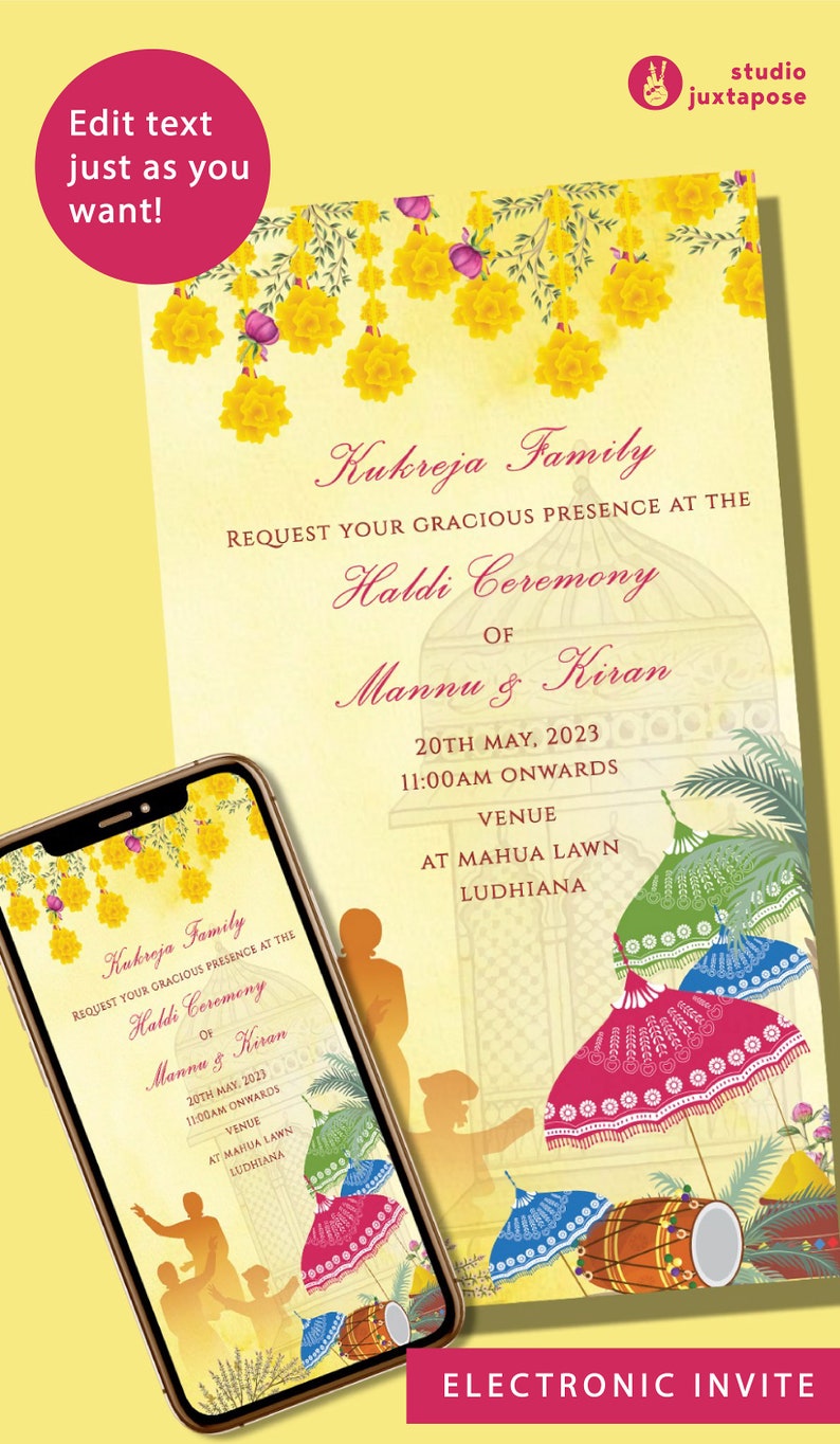 Punjabi Wedding Haldi Ceremony Invite - Etsy