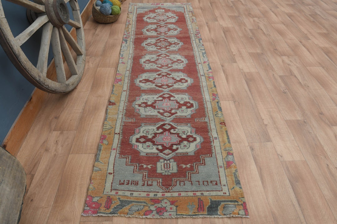 3x10'3 Ft, TURKISH RUNNER RUG, Vintage Runner Rug, Oushak Runner, Stair ...