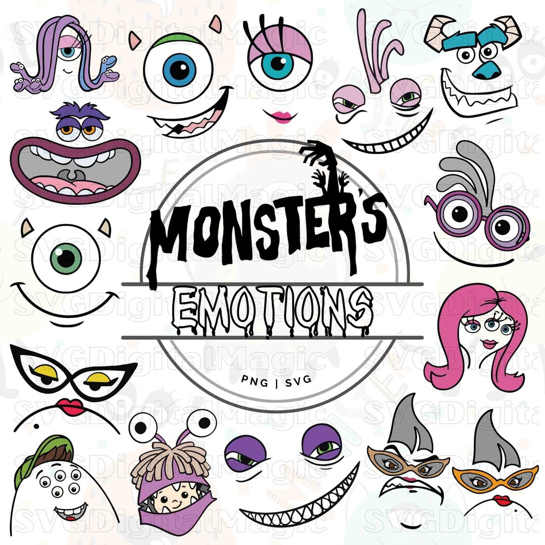 Monster Face Outline Svg Bundle, Monster Inc SVG, Cut File for Cricut ...