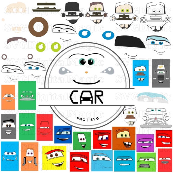 Cars Face Svg - Etsy