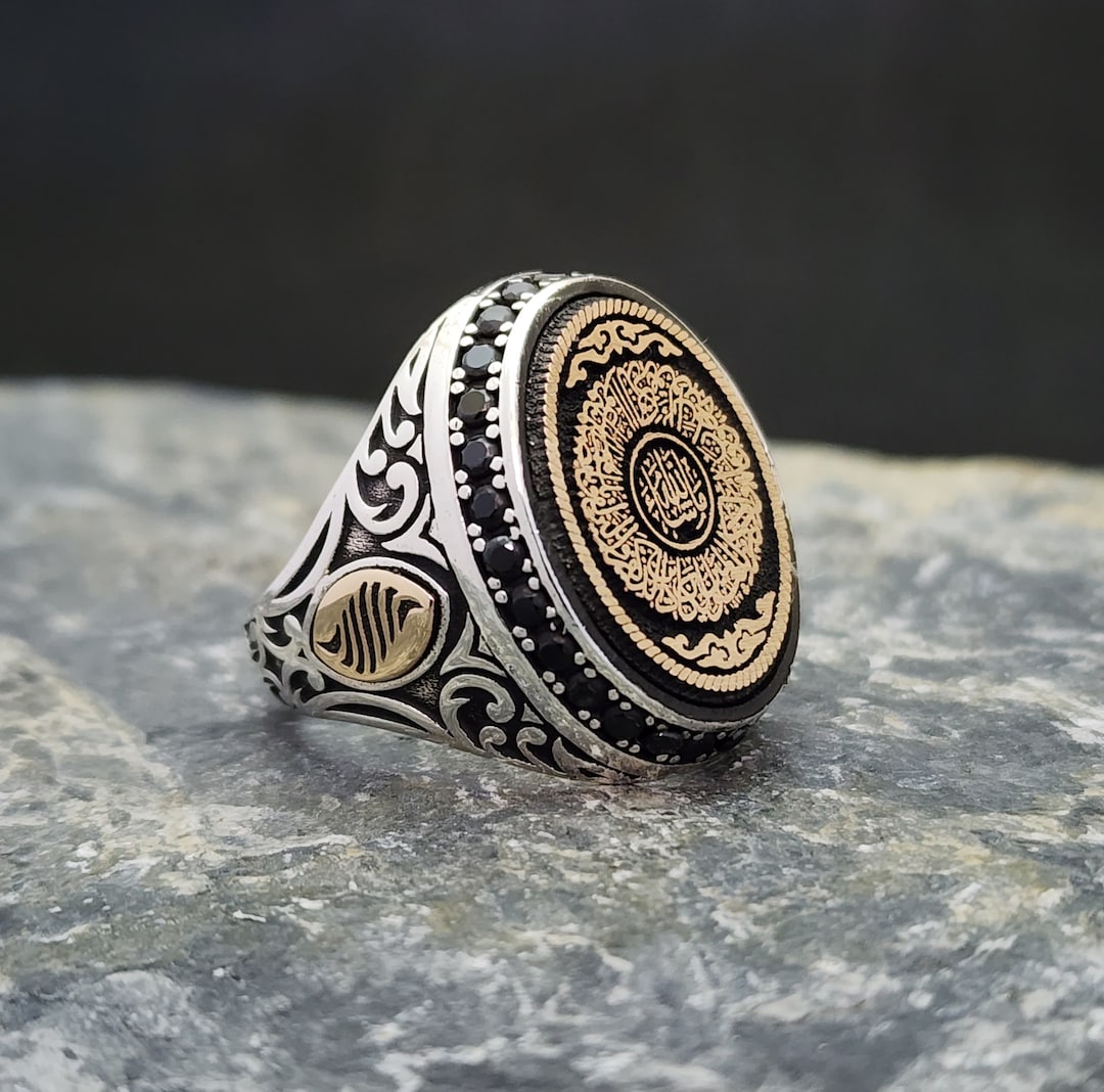 Islamic Jewellery Men Ring With Zircon,silver Crescent Prayer Ring ...