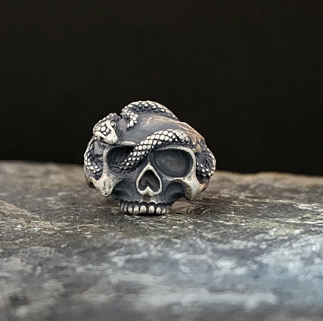 Skull Head Handmade Sterling Silver Ring, Silver Skull Gothic Ring ...