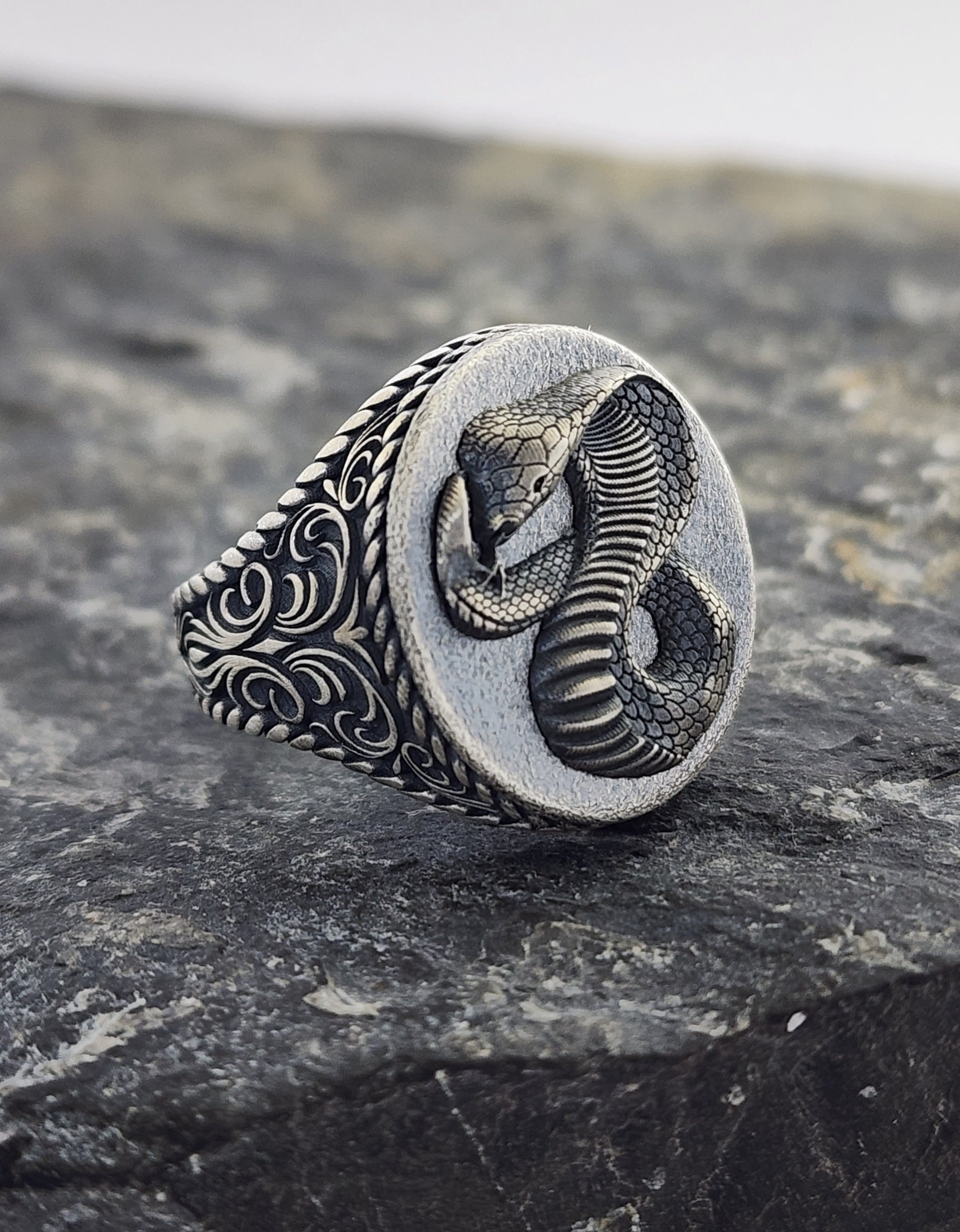 Sterling Silver Cobra Snake Men's Ring,handmade Sterling Silver Ring ...