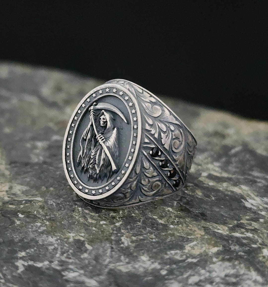 Grim Reaper Skull Ring925 Sterling Silver Skull Ringmen - Etsy