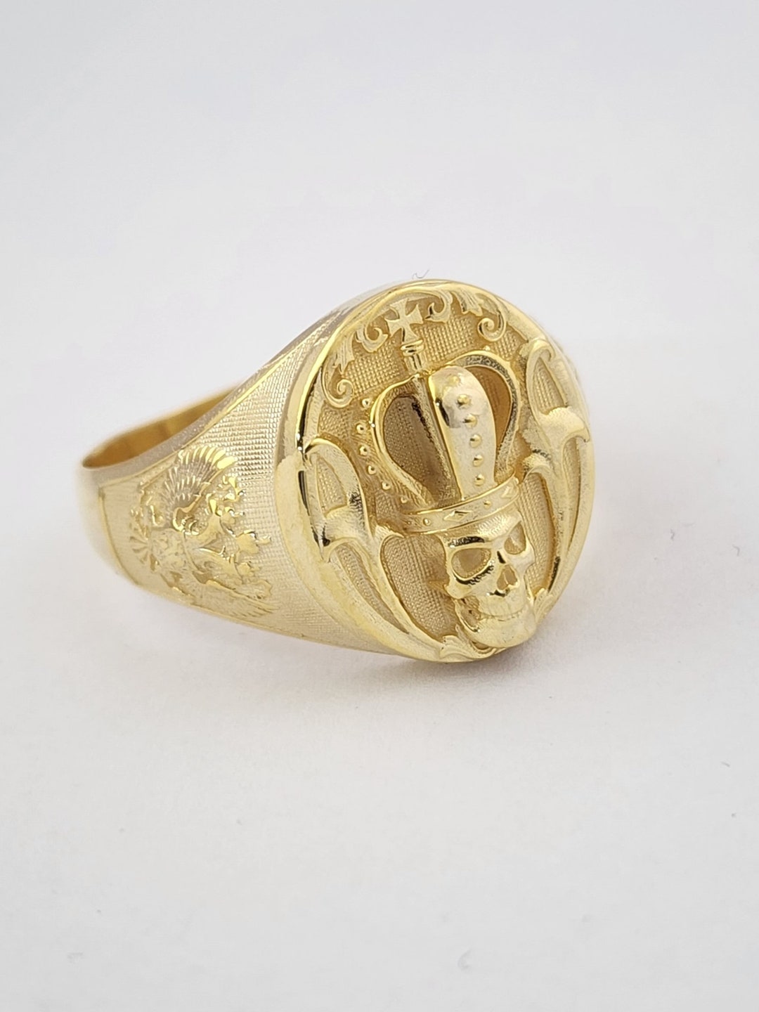 American Two Headed Eagle Skull of Gold King Head Memento Mori Skull ...