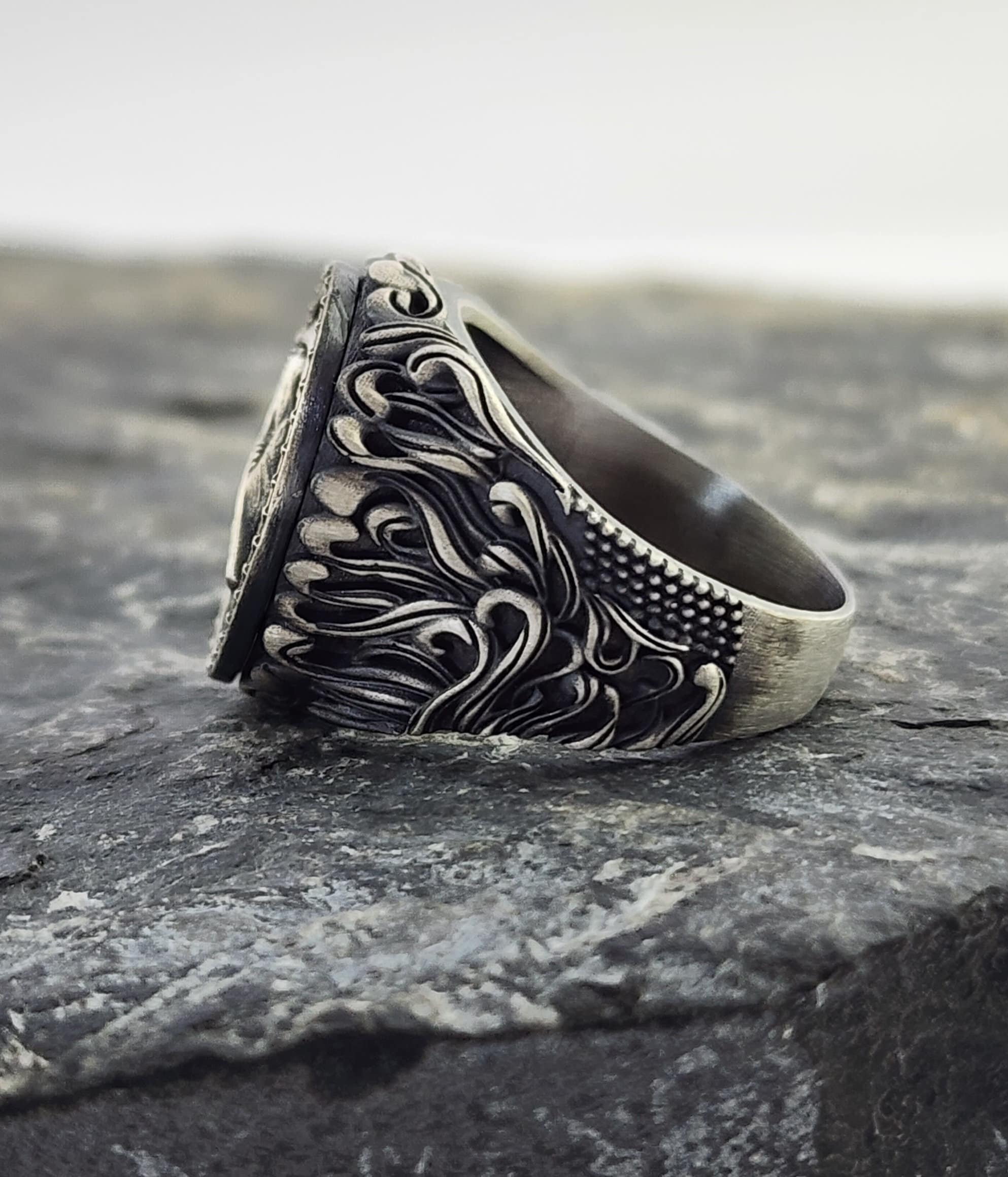 Grim Reaper Skull Ring,925 Sterling Silver Skull Ring,men Rings,angel ...