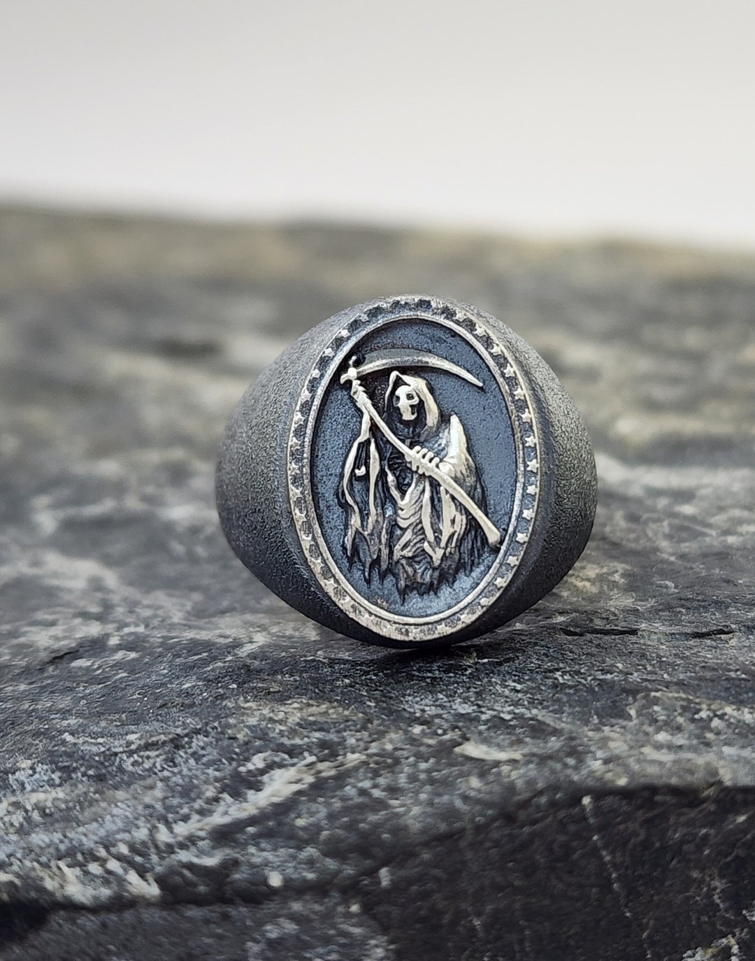 Grim Reaper Skull Ring,925 Sterling Silver Skull Ring,men Rings,angel ...