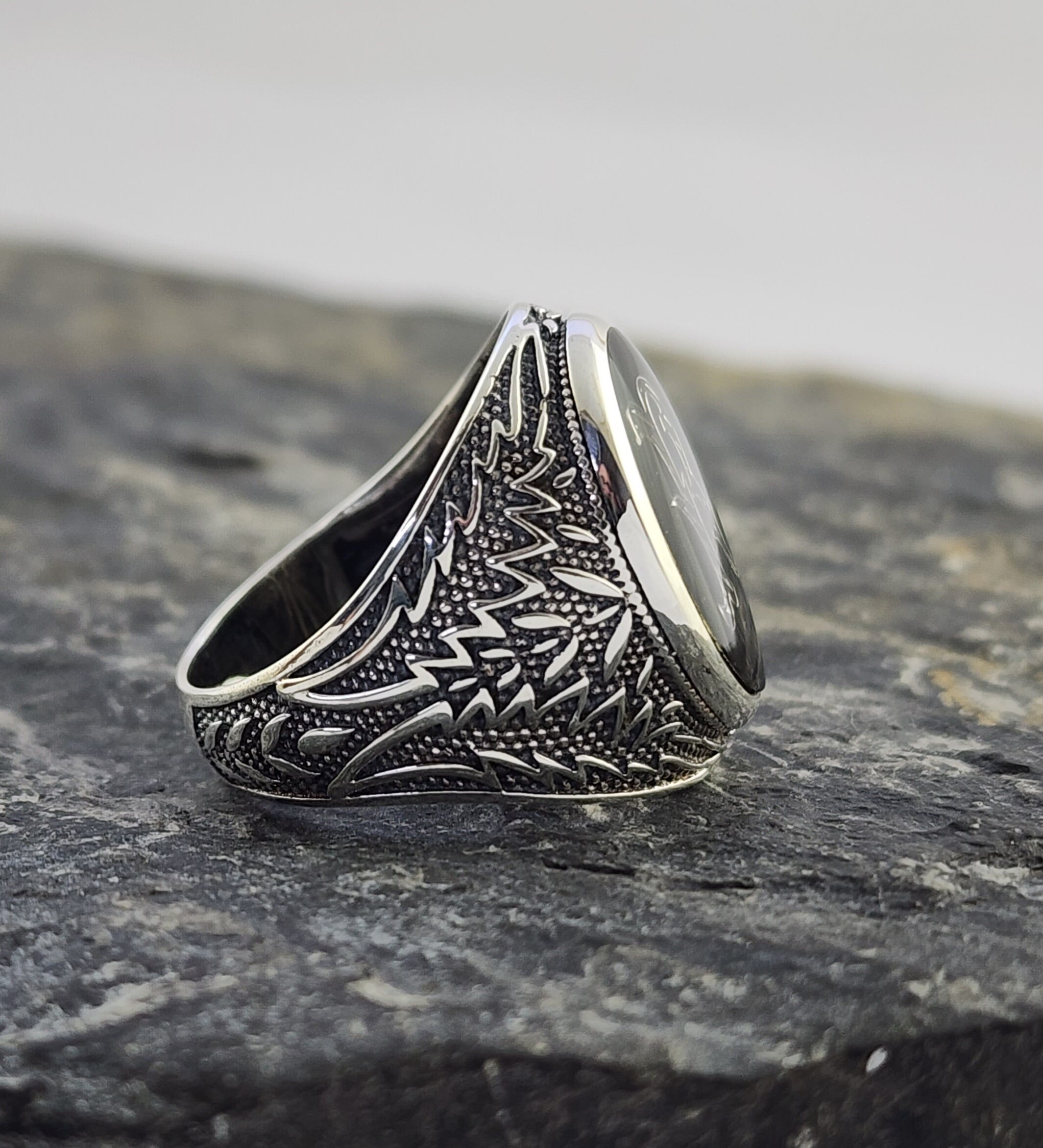 Signet Ring Initial Engraved Signet Ring Initial Men's Ring Letter Ring ...